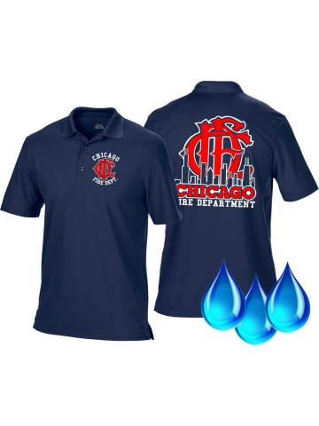 Funktions-Polo navy, Chicago Fire Dept.-Skyline mit altem Emblem - FEUER1
