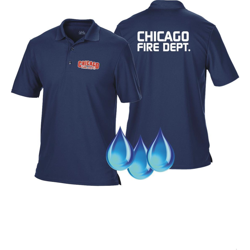 Funzionale-Polo blu navy, Chicago Fire Dept., Brustdruck rosso/bianco ...