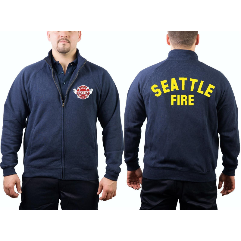 Sweatjacke navy, Seattle Fire Dept. mit Emblem und Rückenschriftzug ...
