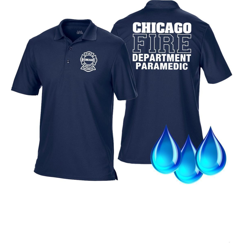 Funcional-Polo azul marino, Chicago Fire Dept. Paramedic, blanco fuente ...